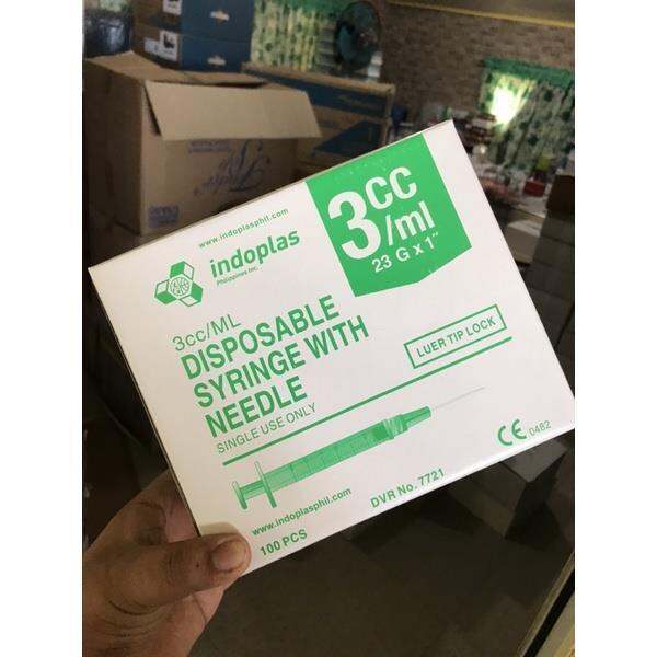 Indoplas Disposable Syringe 23G Luer Lock 3ml and 5ml 100 pieces per ...