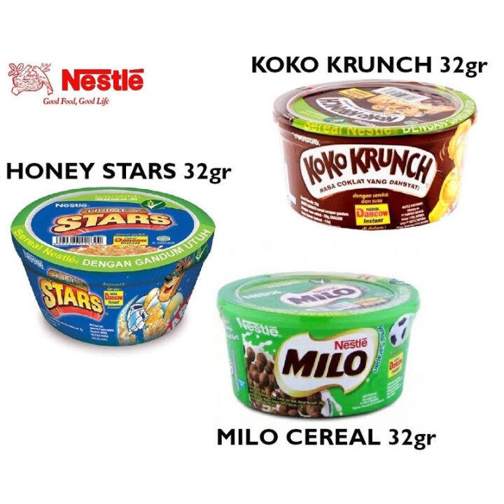 Nestle Milo Koko Krunch Honey Star Sereal Cup Combo Pack Dancow Cereal (20+12)g Kemasan Ekonomis ...