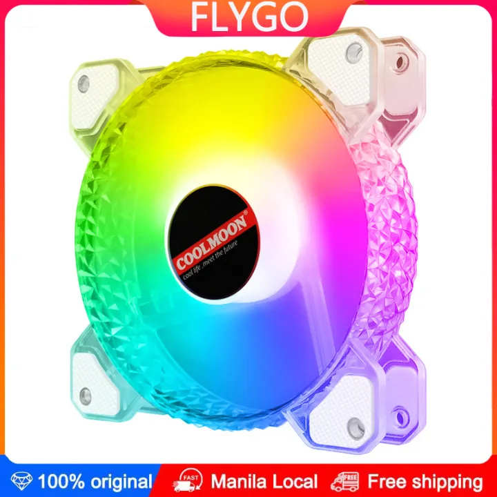 FLYGO Dual Ring RAINBOW Led fan 120mm PC CPU Computer Case Cooling Fan ...