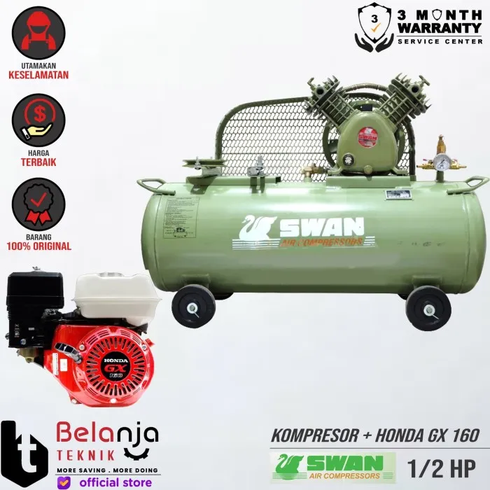 Swan Mesin Kompresor Angin 0.5 Hp Honda Gx 160 5.5 Hp Air Compressor ...