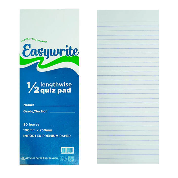 Easy write advance I-Mall Quiz Pad 1/2 Lengthwise pad paper | Lazada PH