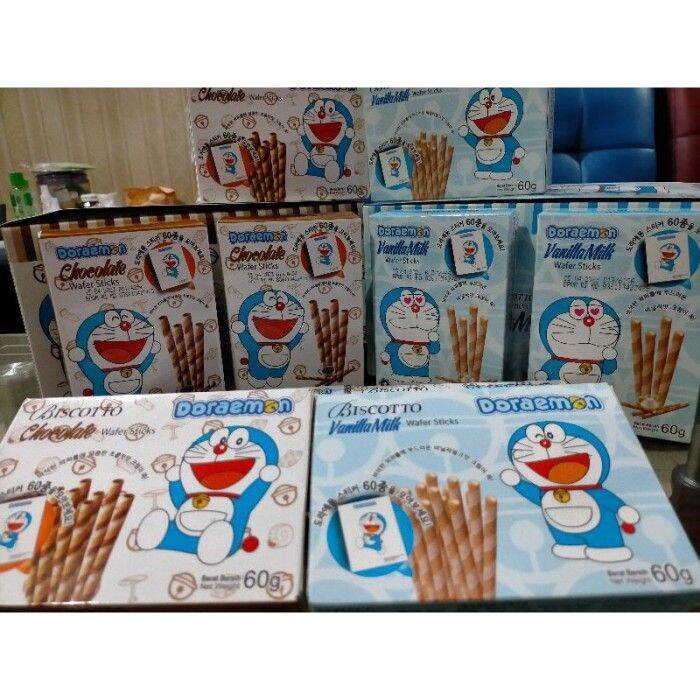 Doraemon Biscotto Wafer Sticks Vanila Cemilan Biskuit Anak | Lazada ...