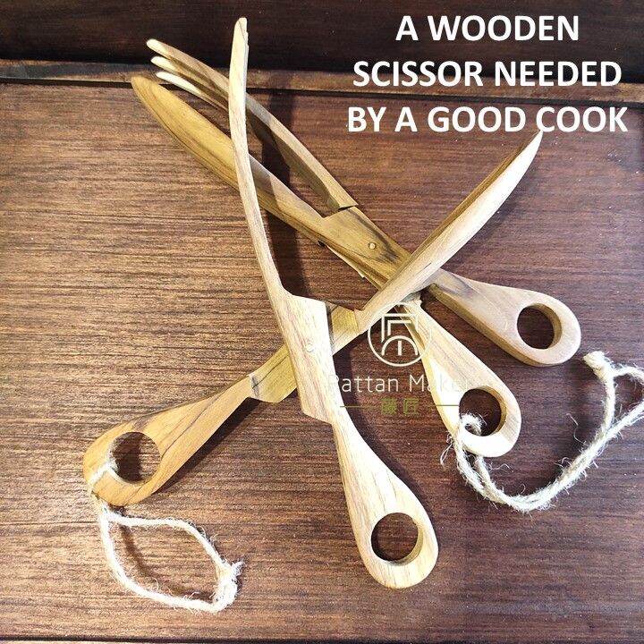 Pengepit Makanan Penyepit Gunting Kayu Wooden Scissor for Kitchen ...