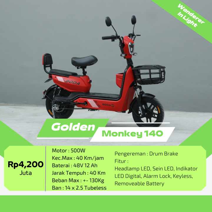 Sepeda Listrik Goda 140 Golden Monkey | Lazada Indonesia