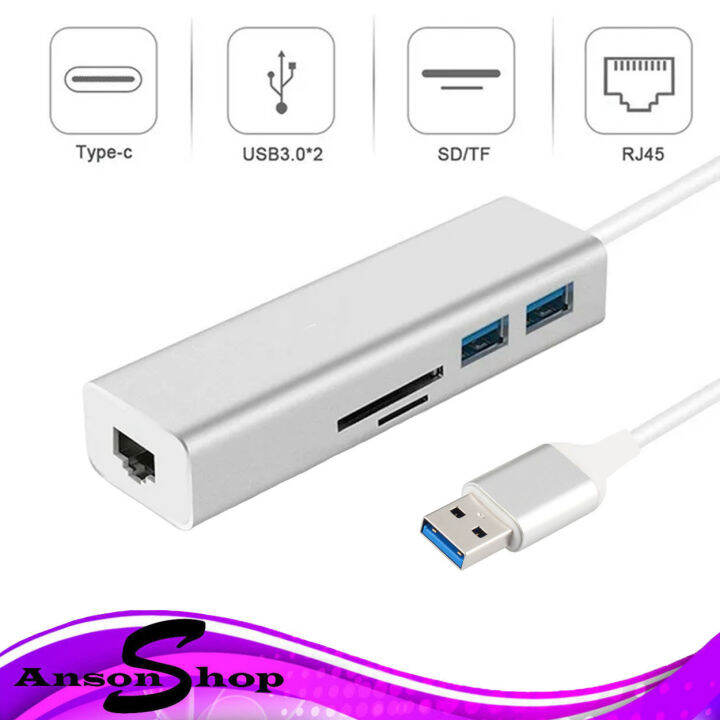 USB 3.0 / Type-C Ethernet 5 in 1 USB 3.0 to RJ45 Hub 10/100/1000Mbps ...