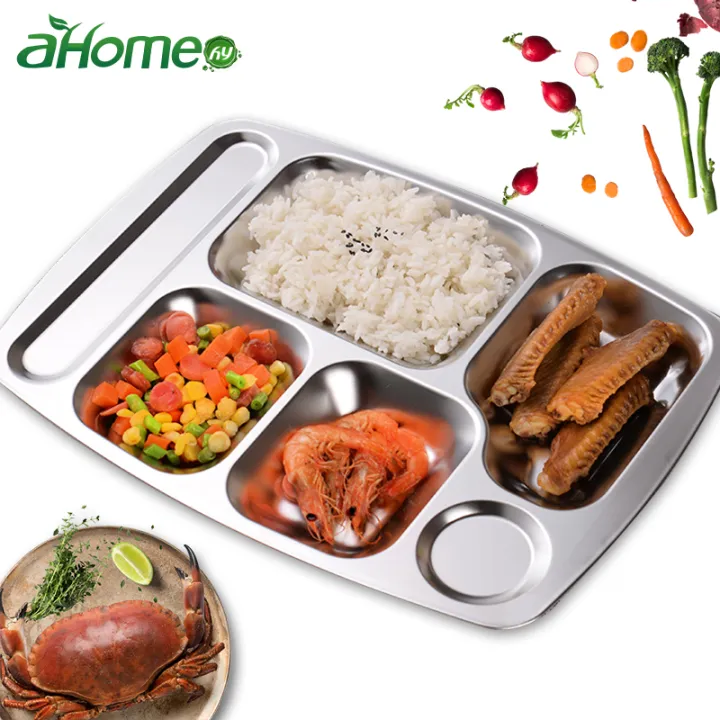 Fypo Lunch Container Food Plate stainless steel Foods Tay Student tray ...
