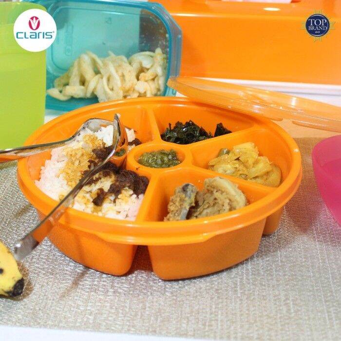 Claris 2701 Tempat Kotak Makan Lunch Box Plastik Bulat Dengan Sekat ...