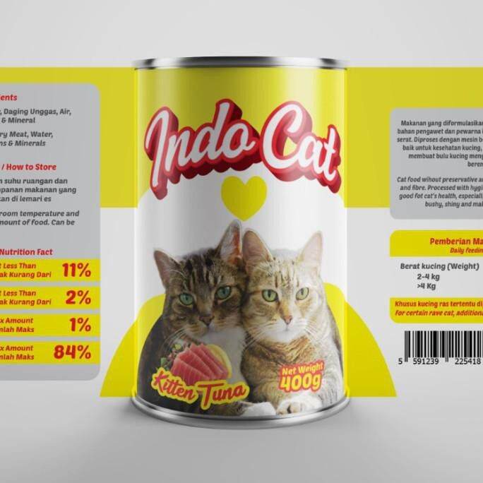 Makanan Basah Kucing INDO CAT 400Gr Kaleng ~Kitten Tuna | Lazada Indonesia