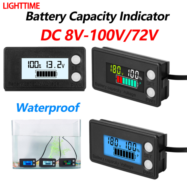 Waterproof Battery Capacity Indicator 8V-100V/72V Lead Acid Lithium ...
