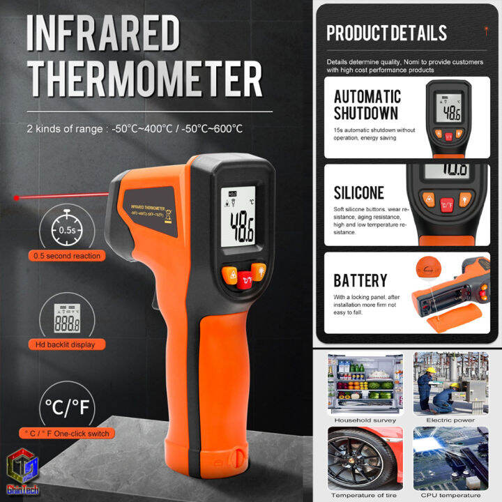Termometer inframerah Digital T400 T600, alat pengukur suhu Laser non ...