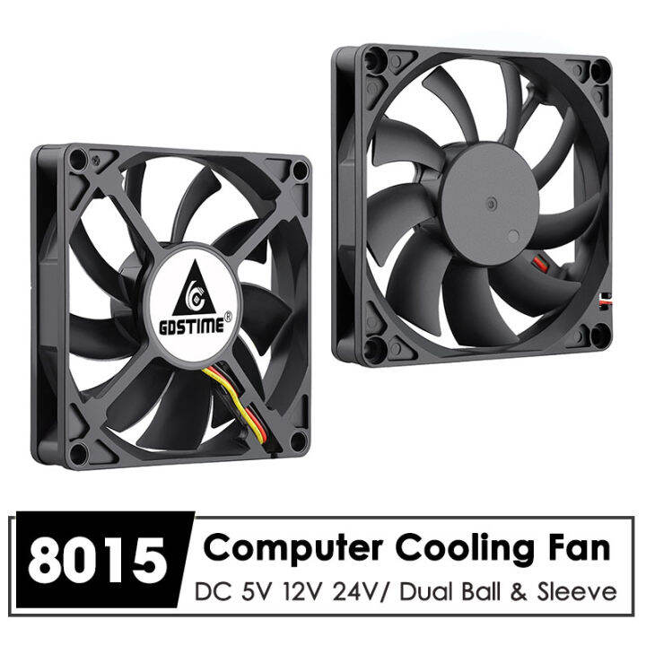 GDSTIME 80MM Slim Fan DC 5V 12V 24V 2PIN 3PIN USB 80mm x 80mm x 15mm Silent Fan for PC Case ...