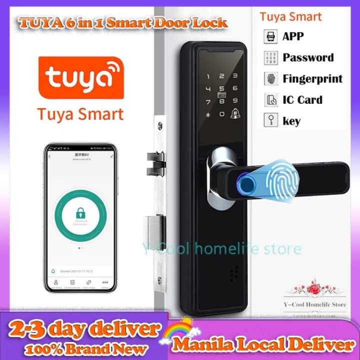 TUYA 6 in 1 Smart Door Lock Anti-Theft Fingerprint Digital Password ...