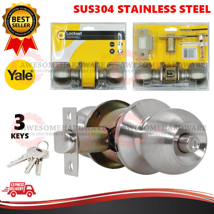 YALE VCA5127 SUS304 STAINLESS STEEL CYLINDRICAL LOCK DOOR KNOB 5127 ...