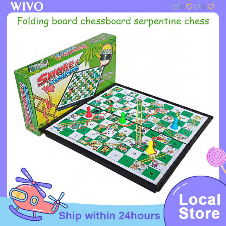 Wivo Children's Educational Games Chess Snake and Ladder Toys Folding Chessboard Snake Chess ...