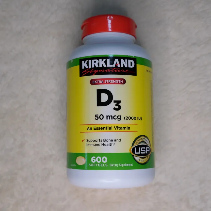 Kirkland Signatures Extra Strength D3 50 mcg (200 IU) 600 Softgels ...