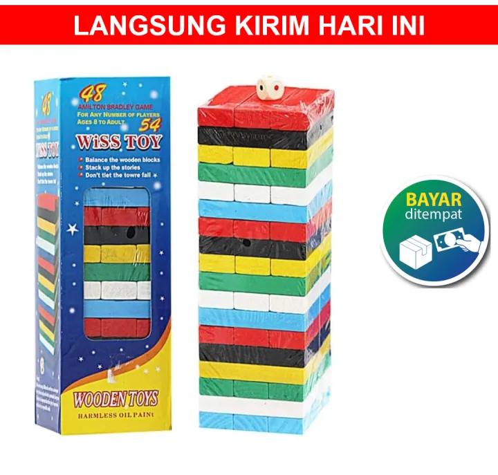 Mainan Anak EDUKATIF Edukasi Tumpuk Tumpuk Balok Block Susun Tower ...