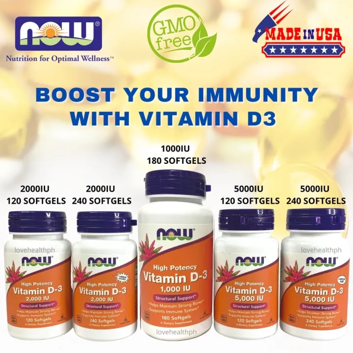 High Potency Now Vitamin D3 1000 iu 2000 iu 5000 iu 30-240 Softgels d3 vit food supplement Hot ...