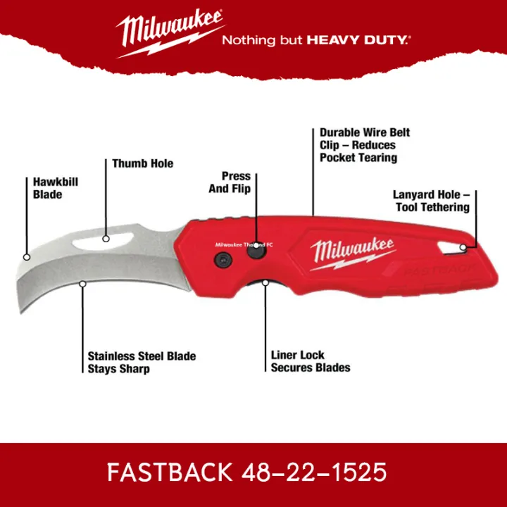 Milwaukee Fastback 48-22-1525 Press and Flip มีดพับ มิลวอกี้ | Lazada.co.th