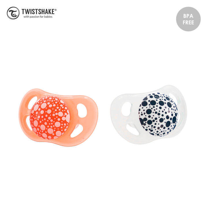 Twistshake 2x Pacifier (6M+) (Peach White) | Lazada PH
