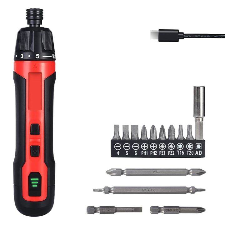 Electric Screwdriver 3.6V Cordless Screwdriver Torque Adjustable 6N.M ...