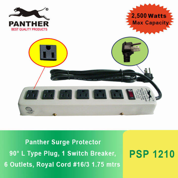 Panther PSP 1210 Extension Cord w/ Voltage Surge Protector 1 Sw ...