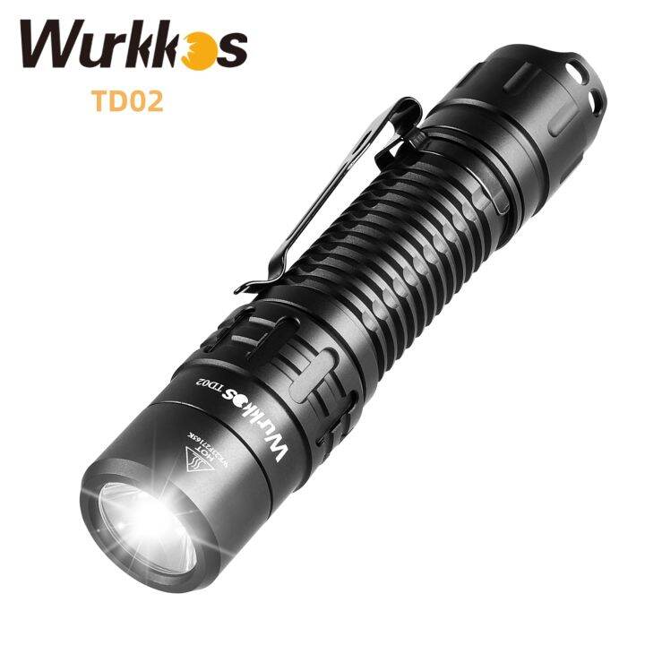 Wurkkos TD02 Tactical Flashlight 2000 Lumens Pocket Torch Rechargeable EDC with Type C Charging ...