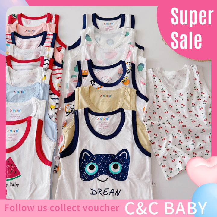C&C Cute Cartoon Sando For Kids Boy Girl Baby Cotton Tank Sando Terno ...