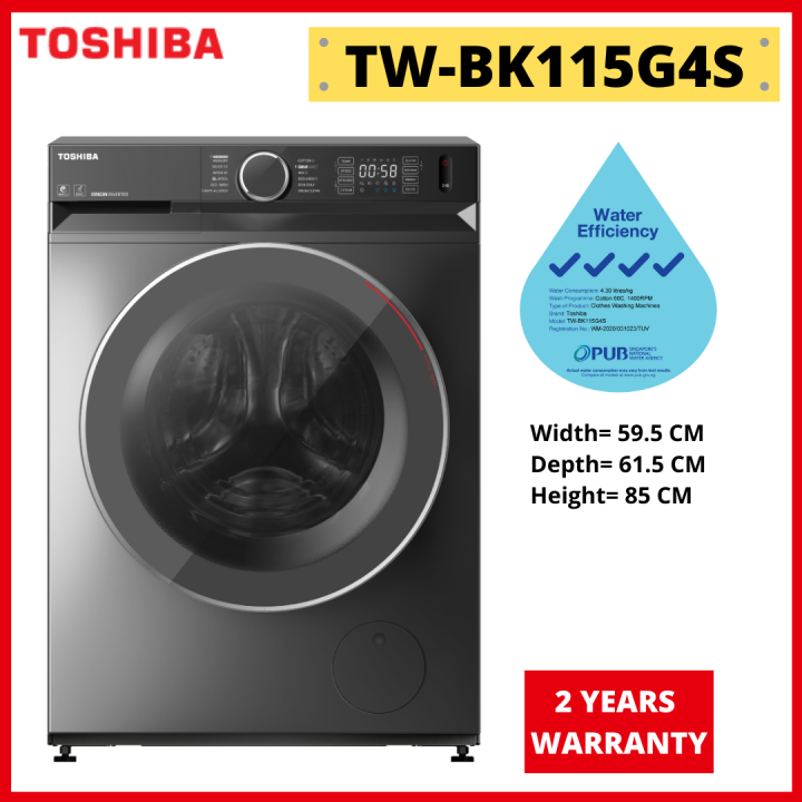 Toshiba TW-BK115G4S Inverter Front Load Washing Machine, 10.5 Kg | Lazada Singapore