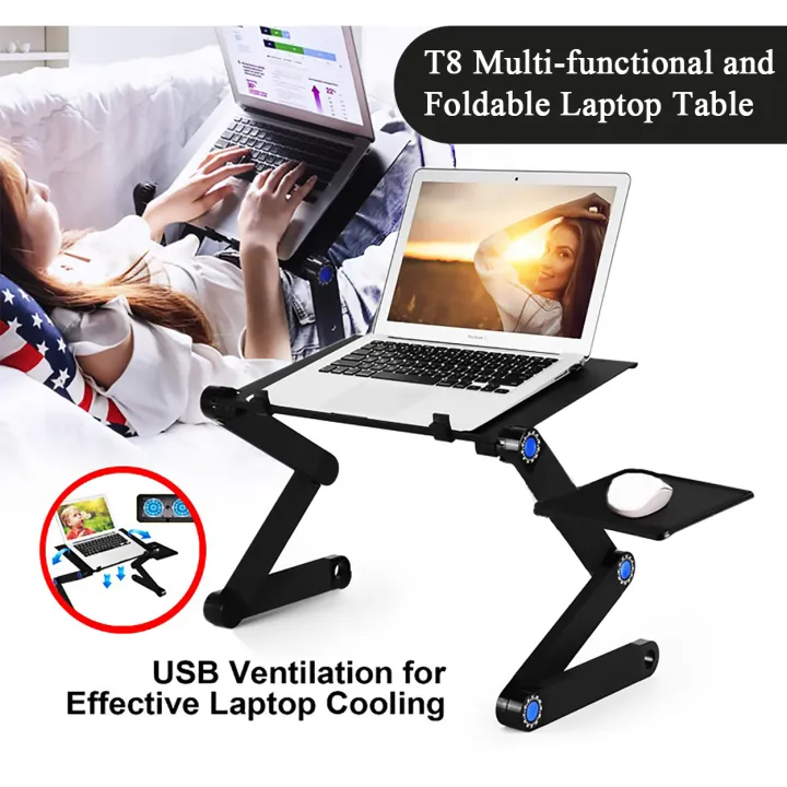 T8 Multi-functional and Foldable Laptop Table (Black) | Lazada PH