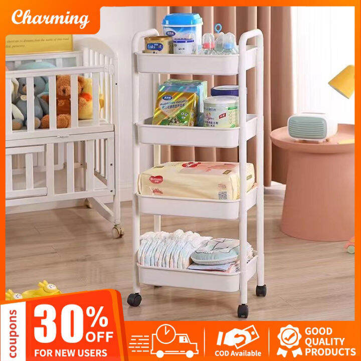 3/4/5 layer Moving Rack Kitchen Storage Shelf Wall Cabinets Home ...