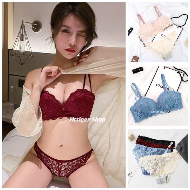 [ส่งเร็วพิเศษ!] FittigerShop ส่งออกเร็ว1-2วัน⚡️ชุดชั้นในไร้โครง มีลายดอกสวยงามน่ารัก มีฟองดันทรง ...