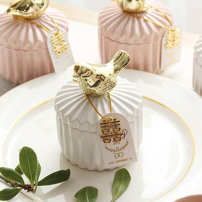 Nordic Style Ceramic Gold-Plated Animal Jewelry Box Jewelry Necklace ...