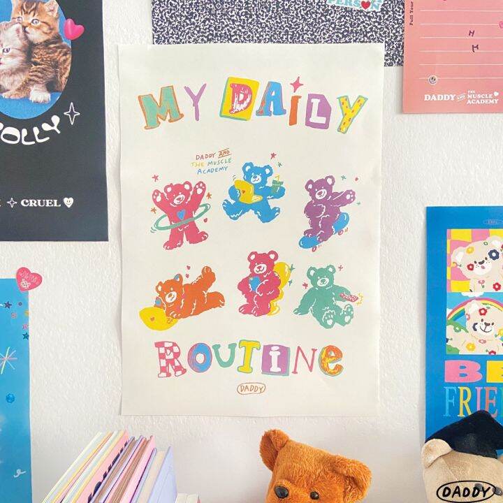 DADDY | My Daily Routine Poster A3 โปสเตอร์ลายน้องหมีสุดน่ารัก | Lazada ...