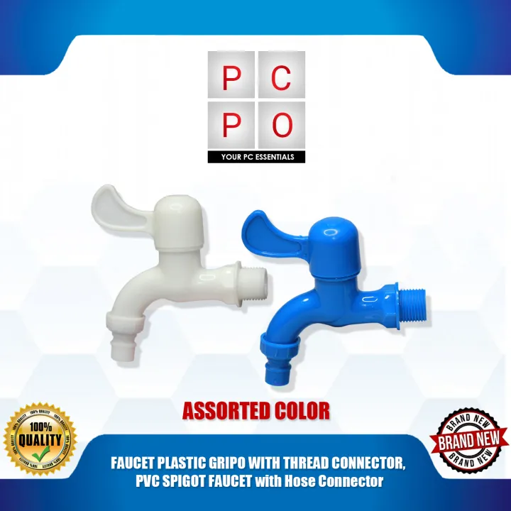 FAUCET PLASTIC GRIPO WITH THREAD CONNECTOR, PVC SPIGOT FAUCET with Hose ...