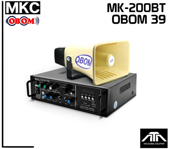 ชุดแอมป์ขยายเสียง MKC MK-200BT + OBOM 39 แอมป์ขยายเสียง 50W แอมป์จิ๋ว รองรับ bluetooth / USB ...