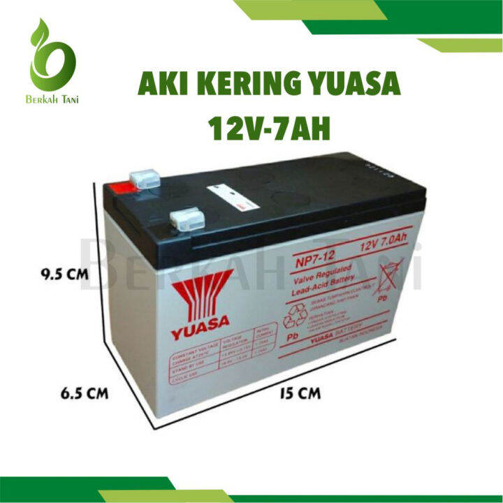 Aki Kering YUASA 12V 7AH Original ACCU tangki pompa semprot elektrik ...