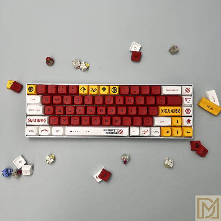 EVA Unit 02 Keycap PBT Dye Sub XDA White Red Keycaps Evangelion 141pcs ...