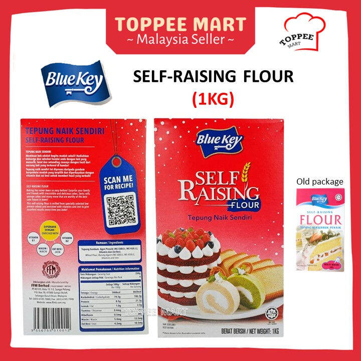 Blue Key Self Raising Flour Tepung Berserbuk Naik Sendiri 1kg 自发面粉 ...
