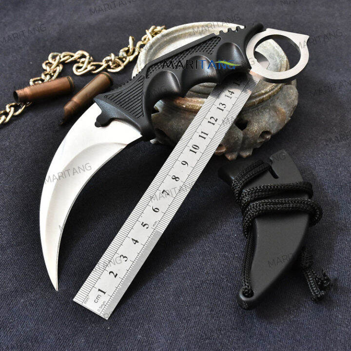 Karambit Knife มีดพก มีดคารัมบิต มีดใบตาย มีดควง (ใบคมและแหลม) สีเงิน ...