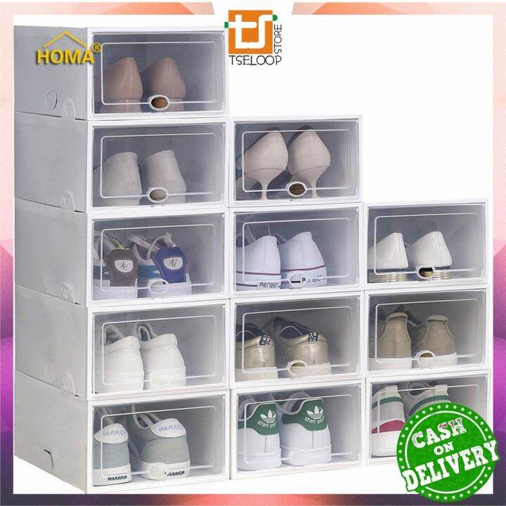 OFM-C158 Kotak Sepatu Lipat Transparan Tebal Shoes Storage Box ...