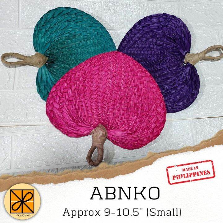 KrigKrafts Colored Small Native Anahaw Abaniko Fan 9-10 Pamaypay- No ...