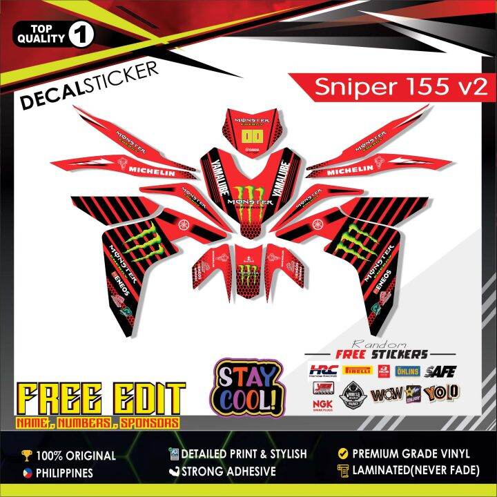 Yamaha Sniper 155 VVA Decals ,Never Fade Laminated Gloss Vinyl Sticker ...