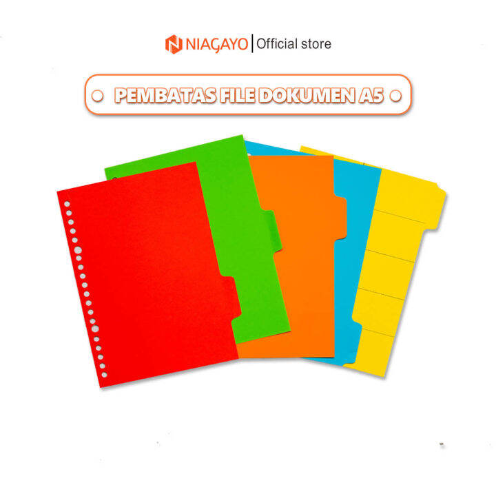 Binder Divider Pembatas Kertas File Ukuran A5 Isi 5 Berwarna 20 Lubang ...