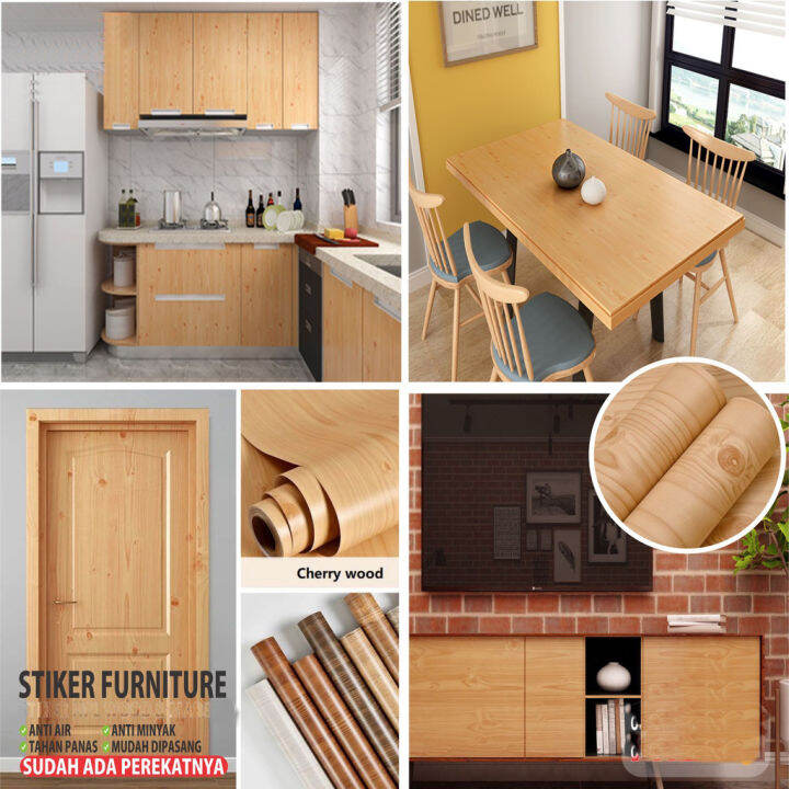 Wallpaper Sticker Dinding Motif Kayu Serat Triplek Plywood Coklat Muda ...