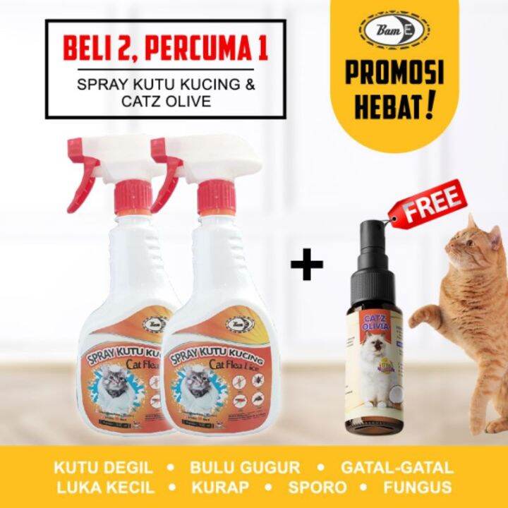 ♨BUY 2 FREE 1 UBAT KUTU DAN KURAP KUCING CAT FLEA LICE ORGANIK ALL IN ...