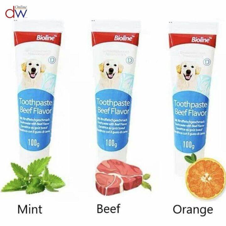Pet Dog Toothpaste by Bioline Orange , Beef , Mint Flavor 100g NOTE ...