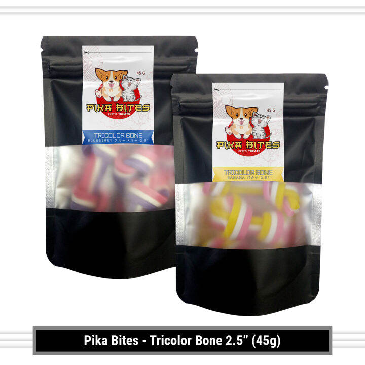MDCP-45g Pika Bites Pet Treats Tricolor Bone Blueberry, Banana Flavor ...