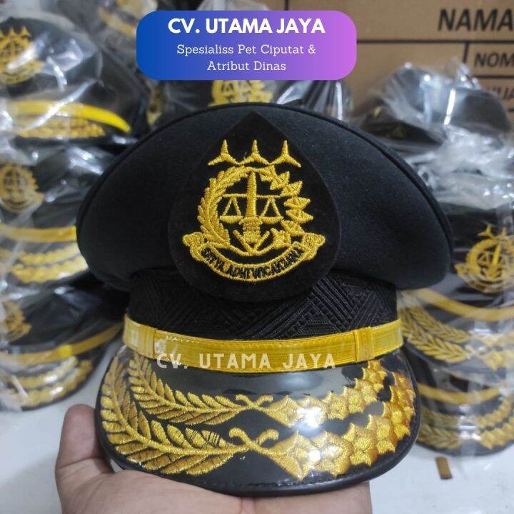 Topi Pet PDU Jaksa Kejaksaan Pria Golongan 4 4C 4D 4E Hitam | Lazada ...