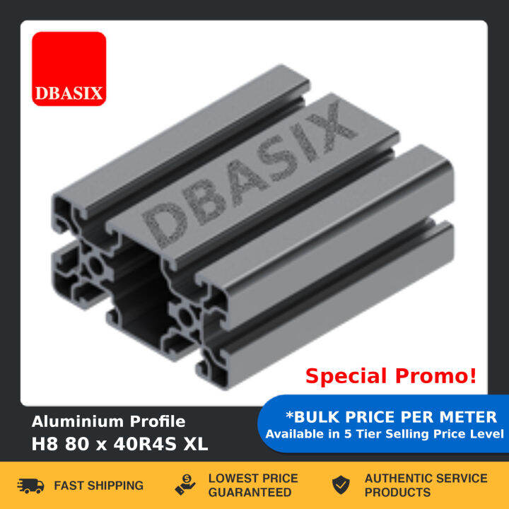DBASIX [BULK PRICE PER METER] H8 80x40R4S XL 10 Meter Aluminum Profile ...