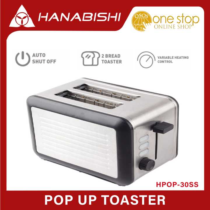 Hanabishi Original 2 Slice Pop Up Bread Toaster HPOP-30SS •OSOS ...